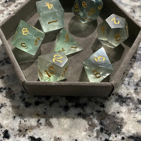 Green Fluorite Gemstone Dice (chlorophane) Hand Carved Polyhedral Dice ...