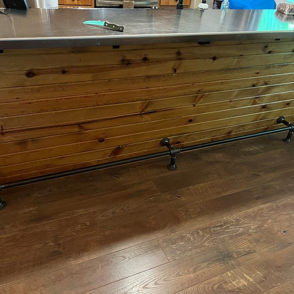 Industrial Pipe Bar Foot Rail Kit - 1” Pipe X 6" Tall X 6" Deep, Heavy ...