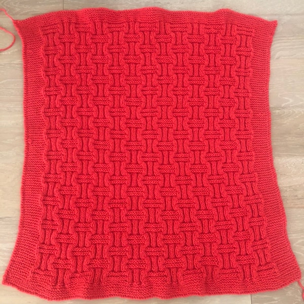 Reversible Baby Blanket KNITTING PATTERN Double Basket Weave Blanket ...