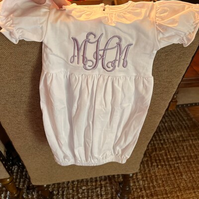 Monogram Baby Girl Gown Set Infant Gown Bib Burp Cloth Set - Etsy