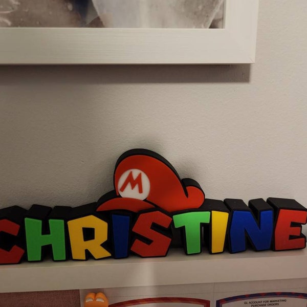 Custom Mario Name Sign Plate for Nursery Kids Room Game Room Mario ...