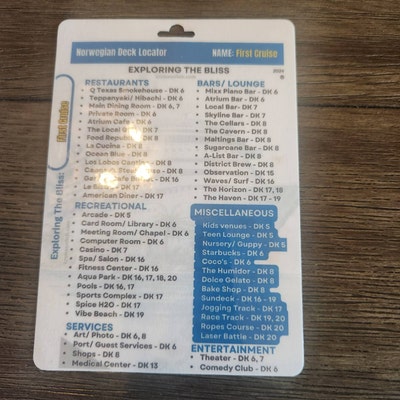 Family Cruise Norwegian Ship Deck Locator NCL Personalized Deck Finder ...