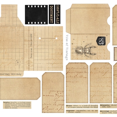 Printable Slot Pocket Template for Junk Journals. Set of 2 - Etsy