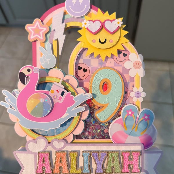 Preppy Teen Cake Topper Let’s Party Smiley Face Birthday One Happy Girl ...
