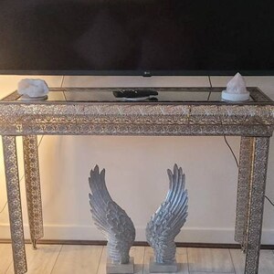 Gold Moroccan Embossed Console Metal Glass Hall Side Dressing Table - Etsy