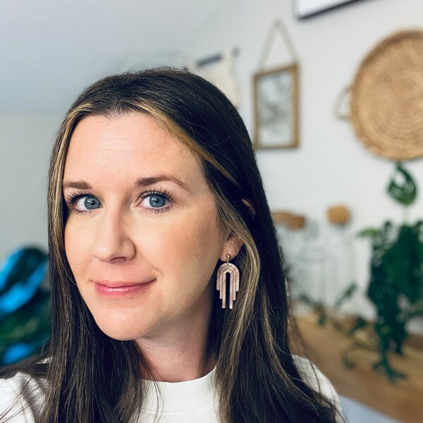 Checkered Smiley Face Arch Earrings - Etsy