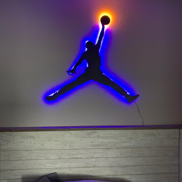 Michael Jordan Jumpman Metal Led Wall Sign,, NBA Legend Led Sign ...