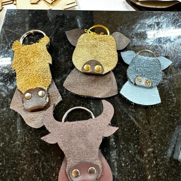 Leather Western Farm Animal Keychain SVG | Cow Key Fob | Horse, Bull ...