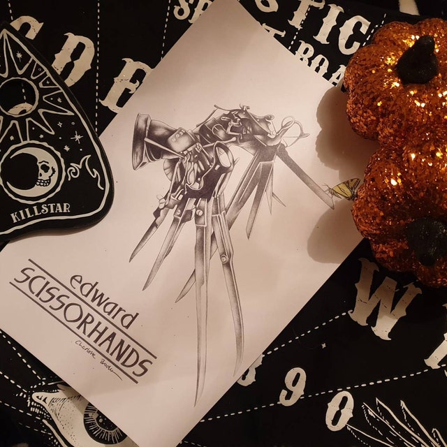 Edward Scissorhands Hands Pencil Drawing Print Etsy Edward