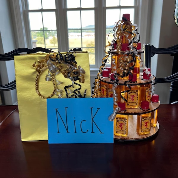 21 Bottle Tier Fireball Shot Tower 3 or 4 Tier Alcohol Cake, 21st ...
