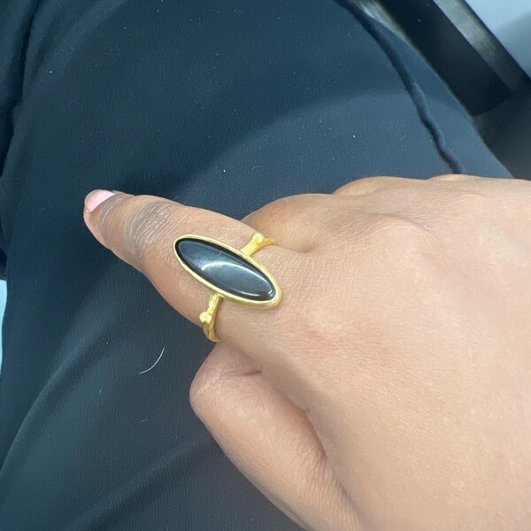 Virgin Mary Blue Intaglio Gold Ring 24K Gold Plated 925 Sterling Silver ...