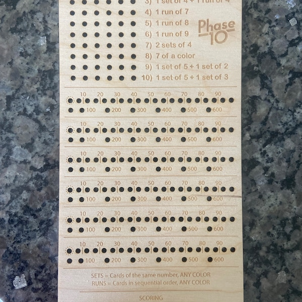 Phase 10 Score Board LASER CUT FILES .ai, .eps, .pdf, .svg - Etsy