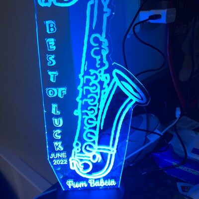 Saxophone Night Light, Personalized Free, LED Night Lamp, With Remote ...