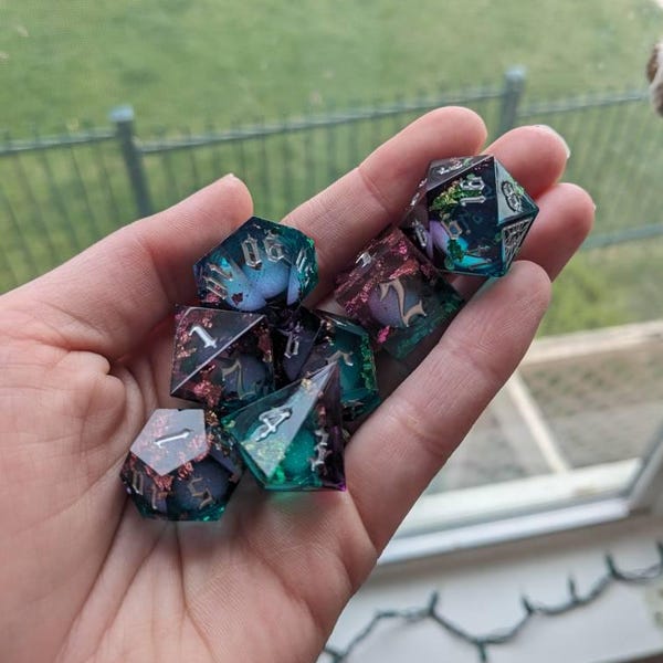 Gothic Dark Starry Sky Liquid Core Dice Set for Magic Game, Gorgeous ...