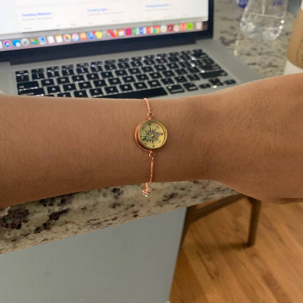 Working Compass Bracelet: Gold, Silver, and Rose Gold Finish, Dainty ...