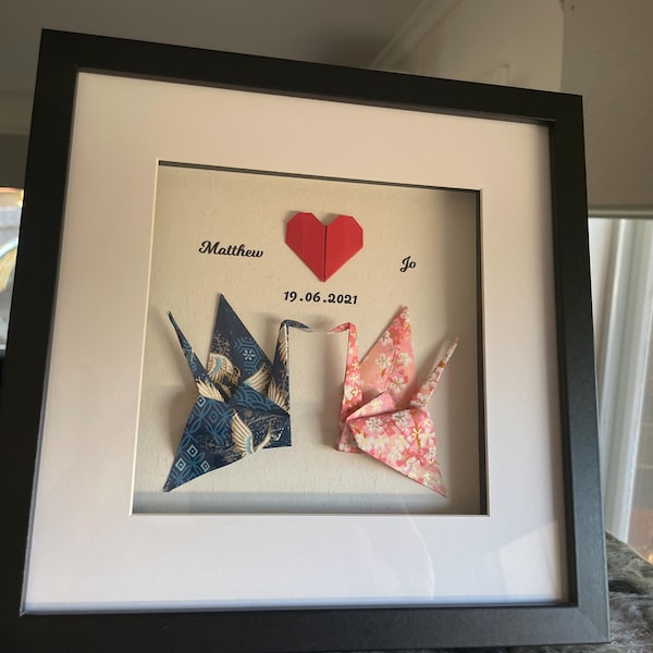 Personalised Origami Bride and Groom 3D Frame Art: Wedding Gift ...