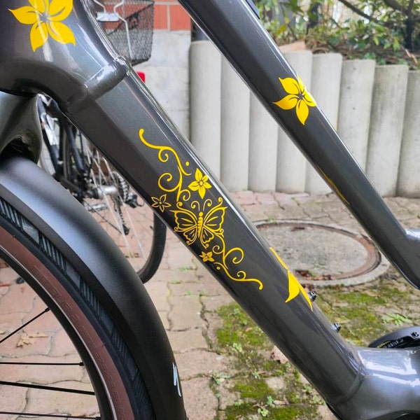 Fun Decorative Bicycle Stickers, Flowers and Butterfly, Bike Decals. - Etsy