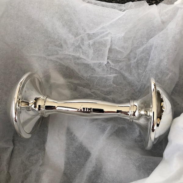 Engraved Silver Plated Rattle, Personalised Baby Rattle, Silver ...