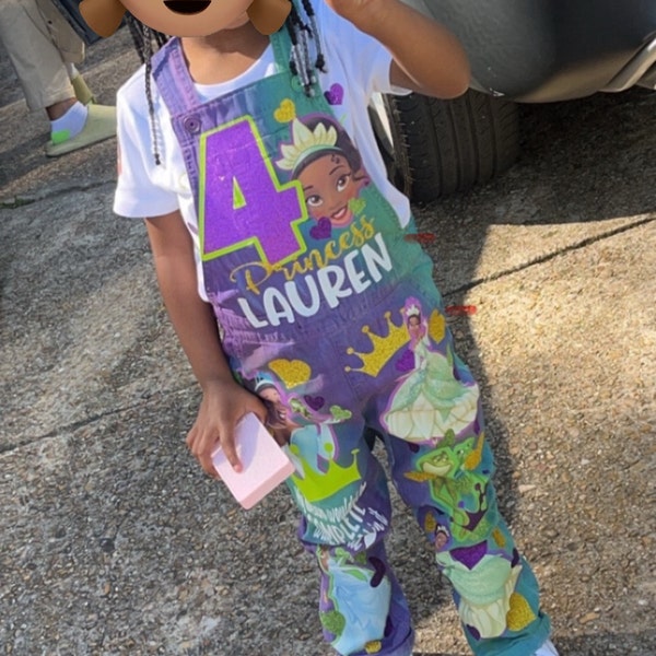 Princess Purple Green OVERALLS Birthday Overalls Custom Denim Birthday ...
