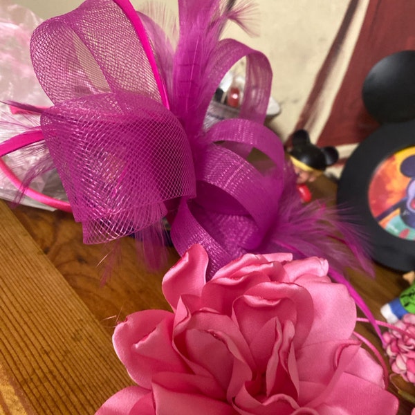 New Hot Pink Colour Fascinator Hatinator With Band & Clip Weddings ...