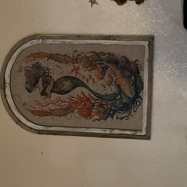 Mermaid Wall Art | 14" X 22" | French Poster Wall Art | Linen Wall ...