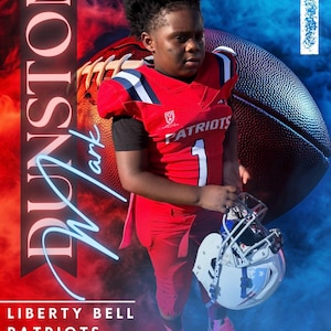 Blue & Red Fog Football Poster Canva Template - Etsy
