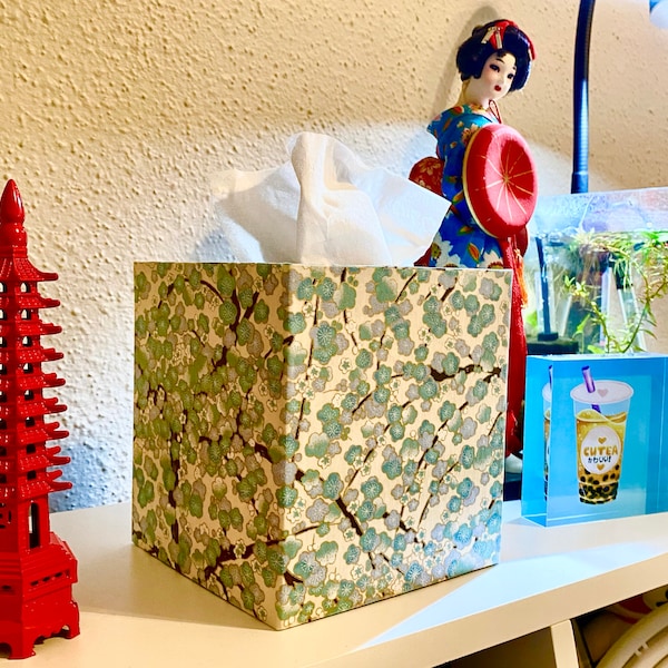 Handcrafted Tissue Box Cover Made With Japanese Chiyogami Washi Paper ...