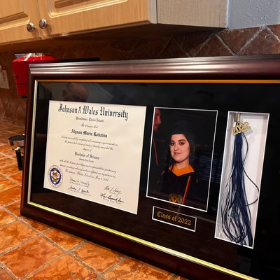 Handmade Diploma Frame for Diploma Size 8.5x11 Black Mat, Burgundy W ...