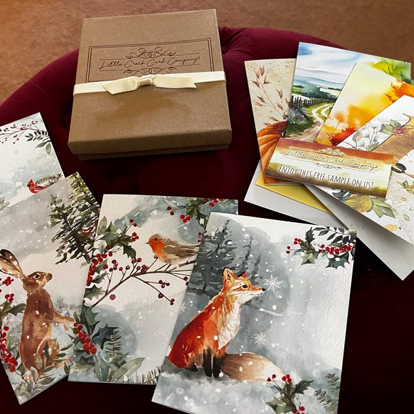 Winter Woodland Animals Christmas Cards (12) - Holiday Watercolor ...