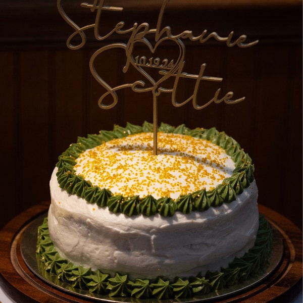 Cake Topper With Heart, Wedding Cake Topper With Heart and Date, Two ...