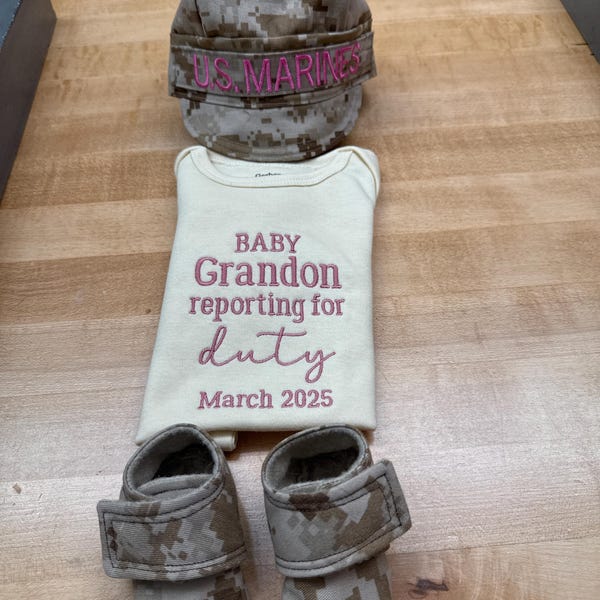 Personalized USMC Baby Cover. Desert or Woodland Camo. Pink, Brown, or ...