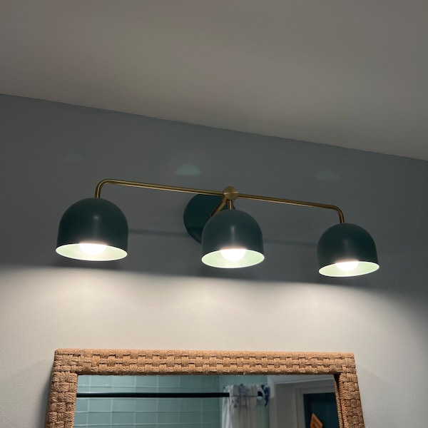 Modern Farmhouse - Green Vanity Light - Brass Lighting - Bathroom ...
