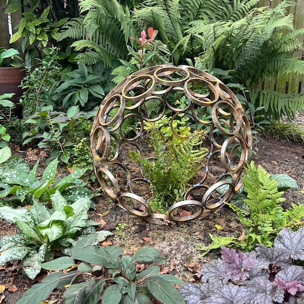 Metal Rusty Garden Modern Art Decorative Open Sphere Ornament - Steel ...