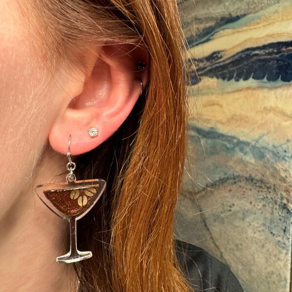 Espresso Martini Earrings – Cocktail Party Jewelry, Bartender Gift ...