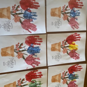 Flower Handprint Craft Art, Printable for Mom or Grandma Handprint ...