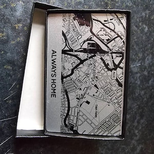 Metal Wallet Card With Map & Caption. Christmas Gift for Boyfriend ...
