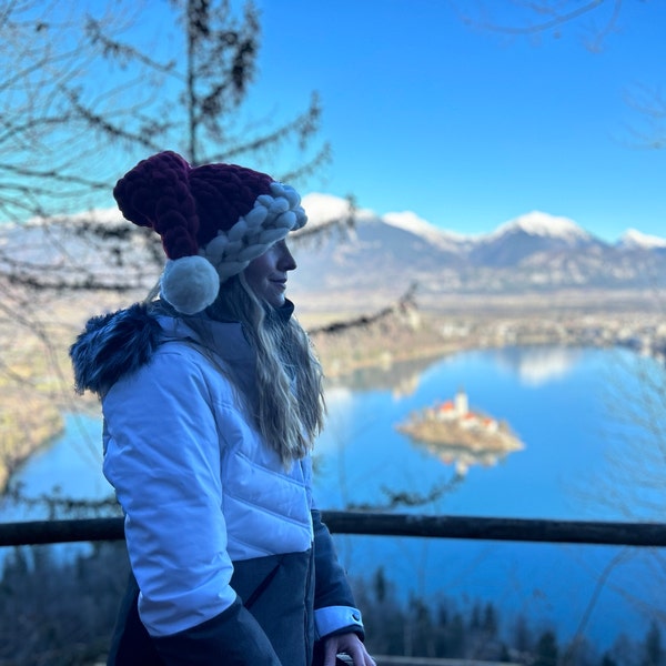 Knitted Santa Hat, Hand Knitted Chunky Christmas Hat, Unique Christmas ...