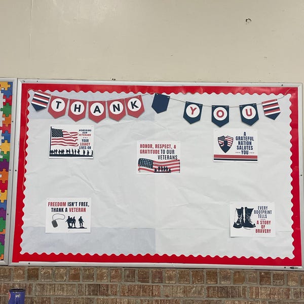 Veterans Day Bulletin Board Kit, Thank You Veterans Posters, Happy ...