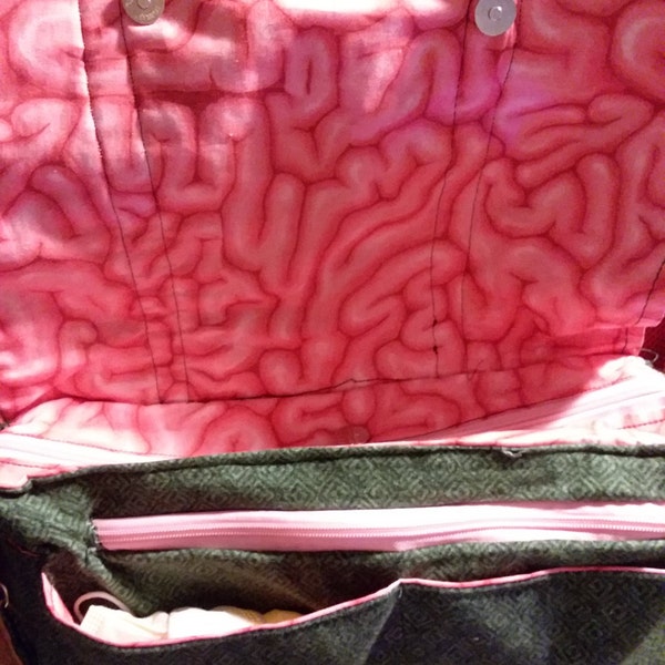 Brain Fabric - Neon Pink Big Brains by Sufficiency - Zombie Scary ...
