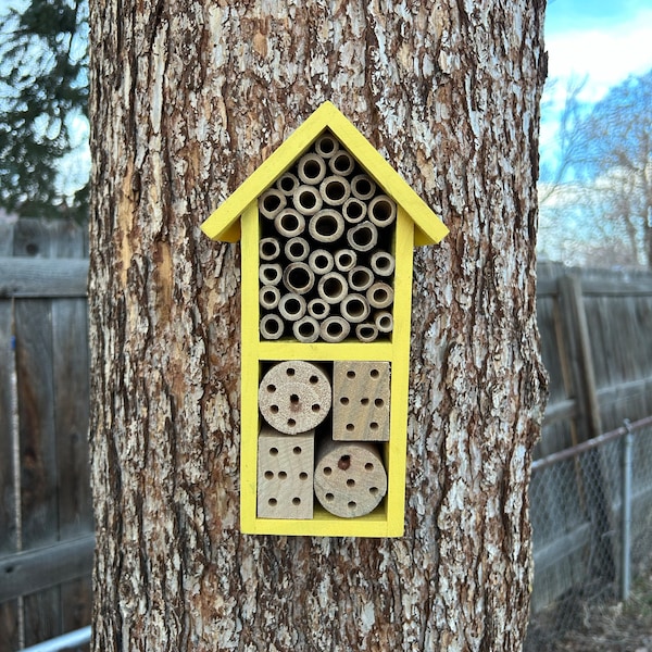 Sunny Pollinator House: 2-room Insect Hotel, Native Bee & Ladybug ...