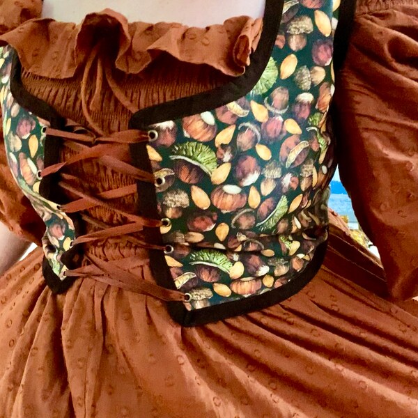 Hobbit Bodice, Chestnuts Autumn Renaissance Corset Flowers Cottagecore ...