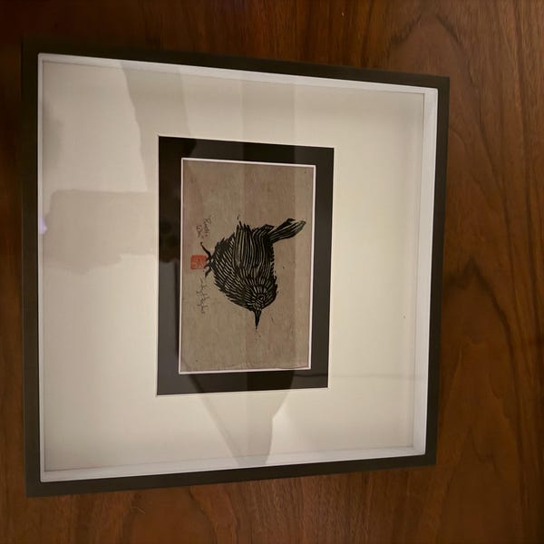 Blue Wren Wren, Original Linocut, Hand-pulled Print, Jenny Wren, Bird ...
