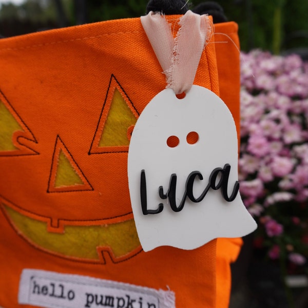 Halloween Tags, Pumpkin Name Tag, Ghost Tag, Bat Tag, Kid's Halloween ...