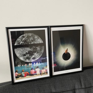 Surreal Collage 8x11 Handmade Collage Space Full Moon - Etsy