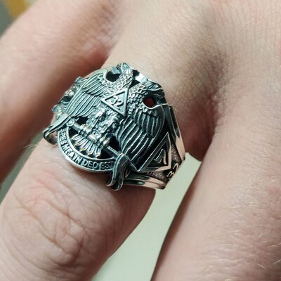 Scottish Rite 32nd Degree Double Eagle Ring in Sterling Silver Style ...