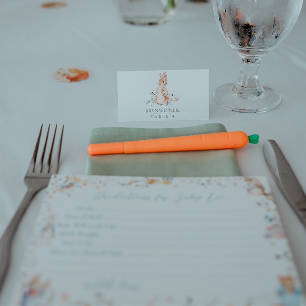Peter Rabbit Place Card Template , Editable Baby Shower Place Cards ...