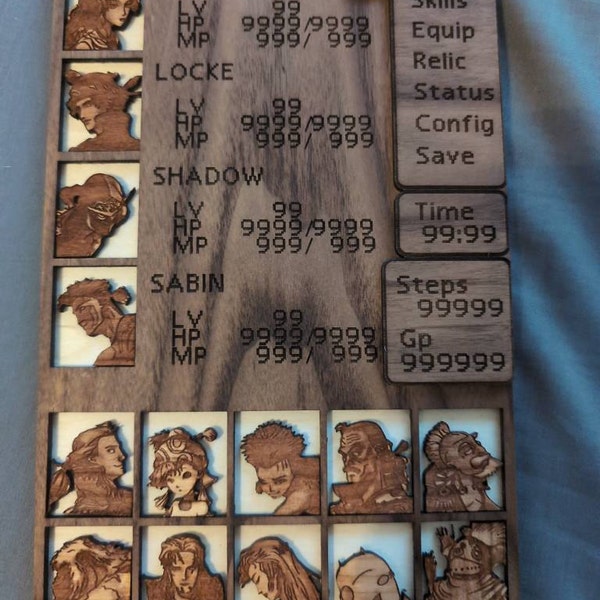 Custom Wooden Final Fantasy 6 / VI Menu Screen With Characters You Can ...