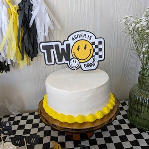 Checkered Smiley Cake Topper Custom Cake Topper Boys Birthday Cake ...