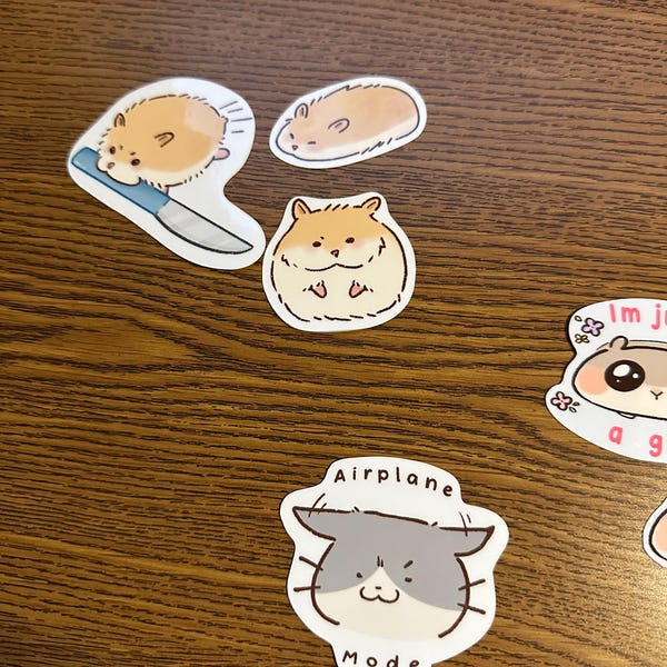 Grumpy Hamsters Stickers | Hamster With Knife Sticker, Flat Hamster ...