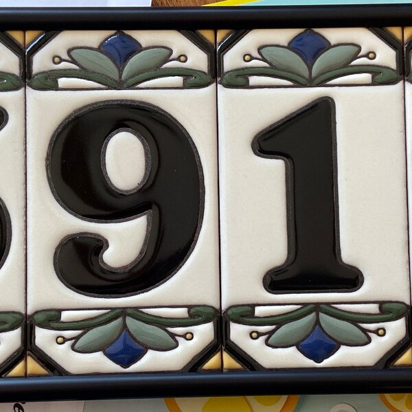 House Numbers Address Tiles Framed Set Custom Address Tiles Sign Hand ...